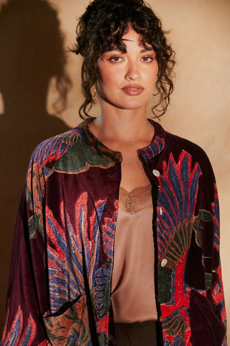 One Hundred Stars Vjkcraplu VELVET JACKET CRANE PLUM – Velvet Ramsbottom